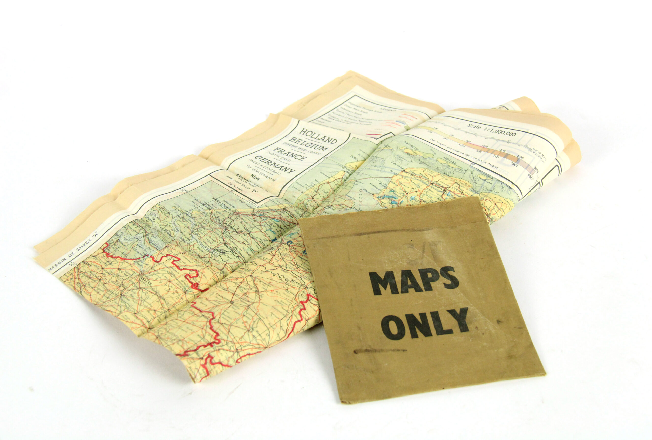 US WW2 Silk Escape Map C/D With Pouch - Market Garden Militaria